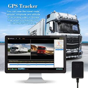 VSYSTO 4CH Truck Dash Cam, 7'' Monitor 4 Split Screen GPS HD1080P Front & Sides & Rear Backup Camera for Semi Trailer Truck Van Tractor RV, Infrared Night Vision Lens, G-Sensor, Loop Recording