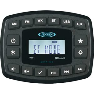 jensen jms4rtl compact bluetooth am/fm/usb/wb waterproof stereo – 4″, black