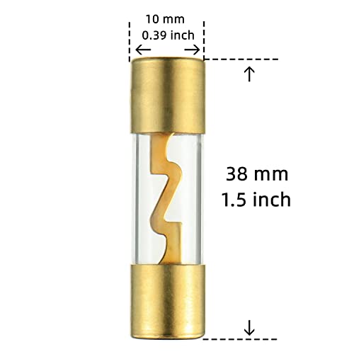 BOJACK 60A Gold Plated Glass Car Audio AGU Fuse for Car/Auto/Marine Audio Stereo Amplifier Power Protection (Pack of 5 Pcs)