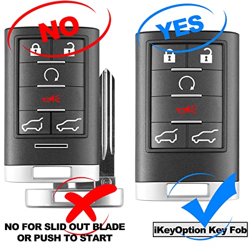 FCC ID: OUC6000066, 315 MHz 6 Buttons Compatible with Cadillac Escalade ESV EXT 2007-2014/Smart Keyless Entry Remote Fob (Pack of 1)