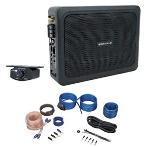 rockville rw68ca 400w 6×8 slim under-seat powered car/truck subwoofer+amp kit