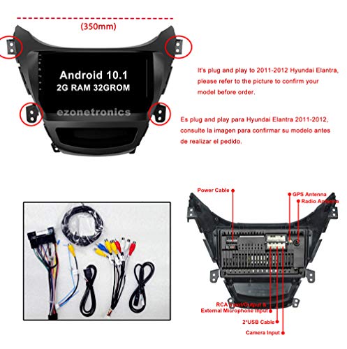 2011 2012 Hyundai Elantra Android Radio Accessories with LED Backup Camera