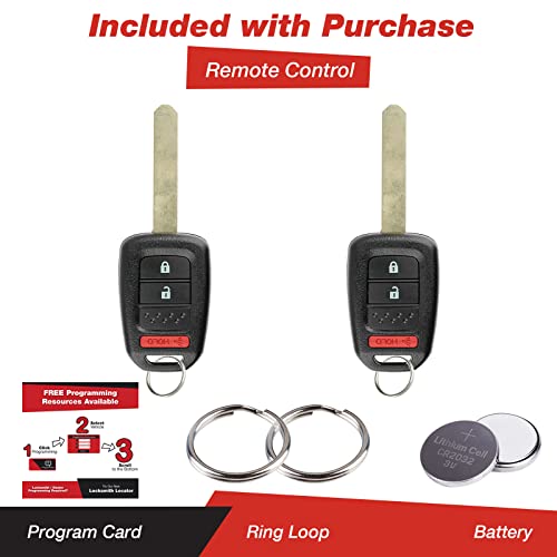 KeylessOption Keyless Entry Remote Fob Uncut Ignition Car Key for Honda CR-V HR-V (Pack of 2)