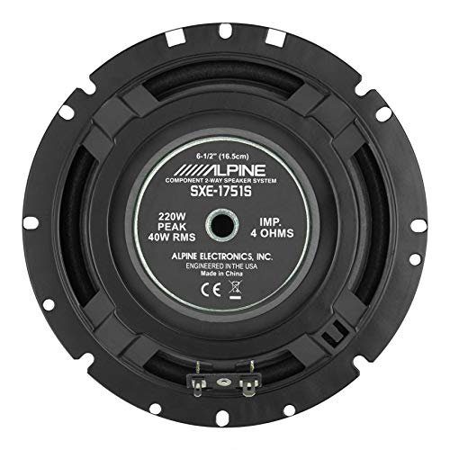 Alpine SXE-1751S 6.5" 220w Component+6.5" 220w 2-Way Car Audio Coaxial Speakers