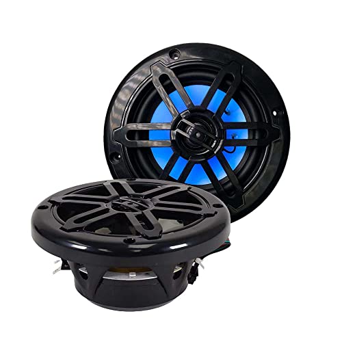 Seismic Audio - SA-525M01B-RGB - Pair of 5.25 Inch 100 Watt 2-Way Waterproof Boat/Marine Speakers with RGB Lights