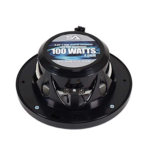 Seismic Audio - SA-525M01B-RGB - Pair of 5.25 Inch 100 Watt 2-Way Waterproof Boat/Marine Speakers with RGB Lights