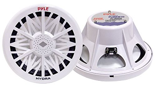 Pyle 2.1 Bluetooth Marine Amplifier Receiver - Waterproof 4 Channel Audio Amp & PLMRW8 8-Inch Outdoor Marine Audio Subwoofer - 400 Watt Single White Waterproof Bass Loud Speaker Water Vehicle