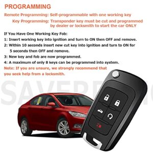 SaverRemotes Key Fob Compatible with 2010-2019 Chevy Equinox/Camaro/Cruze/Malibu/Impala/Sonic/GMC Terrain/Buick Lacrosse/Regal/Verano/Encore Keyless Entry Remote Replacement for OHT01060512