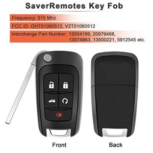 SaverRemotes Key Fob Compatible with 2010-2019 Chevy Equinox/Camaro/Cruze/Malibu/Impala/Sonic/GMC Terrain/Buick Lacrosse/Regal/Verano/Encore Keyless Entry Remote Replacement for OHT01060512