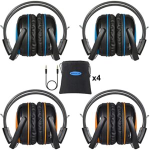 simolio 4 pack of car kids headphones with adjustable 75/85/94db volume limited, wireless dvd headphones, 2 channel ir wireless car headphones, infrared wireless headsets for vehicle entertainment