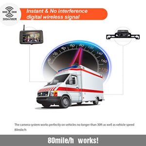 Wireless Backup Camera System, IP69 Waterproof Wireless License Plate Rear View Camera, Night Vision and 4.3 inch Wireless Monitor for Trailer, RV, Trucks, Pickup Trucks, Cargo Vans, etc