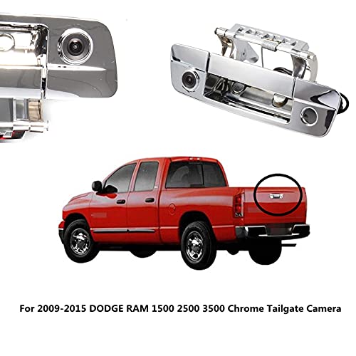 EWAY Tailgate Handle Backup Reverse Camera for 2009-2017 Dodge Ram 1500 2500 3500 Rear View Vehicle Safety Night Vision Backing Replacement Camera (Chrome)