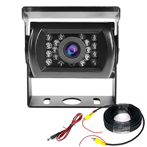 Waterproof IP68 Car Rear View Reverse Backup Camera 18 LED CCD IR Night Vision Car Rear View Reversing Parking Backup Camera for 12V 24V Bus Truck Trailer RV Pickups Motorhome Vehicle +10m RCA Cable