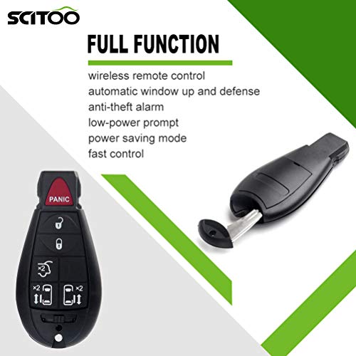 SCITOO 1PC Uncut 6 Buttons Keyless Entry Remote Car Key Fob for Dodge Grand Caravan Durango for Chrysler Town & Country 2008-2017 M3N5WY783X IYZ-C01C 433MHz