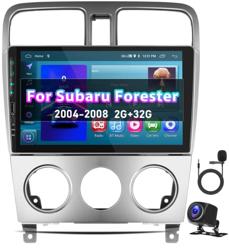 Double Din Car Stereo for Subaru Forester 2004 2005 2006 2007 2008 Android 11 9 Inch Touch Screen Car Radio 2G+32G with Carplay Android Auto Bluetooth FM GPS Navigation WiFi HiFi Backup Camera MIC