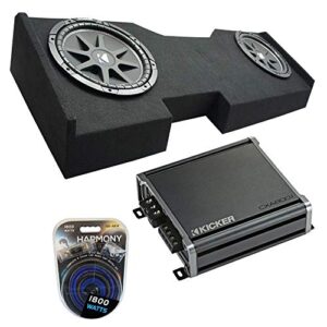 kicker bundle compatible with 2014 – up chevy silverado crew cab 43c124 dual 12″ loaded sub box enclosure with 46cxa8001 amplifier