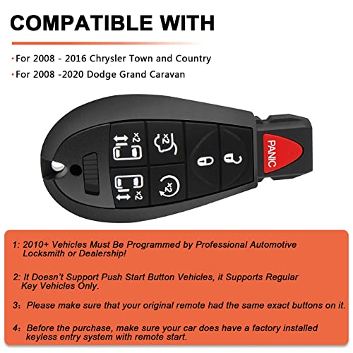 SaverRemotes 7 Button Key Fob Compatible for 2008-2015 Chrysler Town and Country, 2008-2014 Dodge Grand Caravan