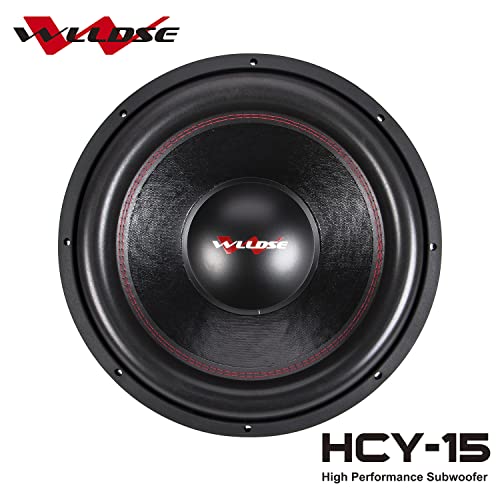 WLLDSE 15 inch 3600 Watt Peak Momentary Power Dual 2 Ohm Car Subwoofer, Black