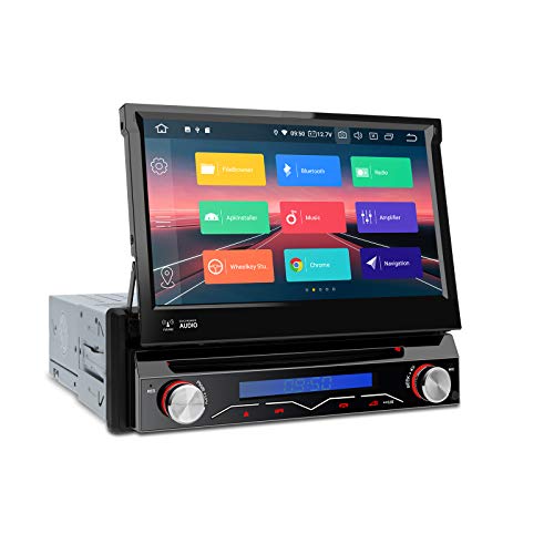 XTRONS Single Din Car Stereo Android 10 Car Radio DVD Player 7 Inch Touch Screen GPS Navigation 1 Din Qualcomm Bluetooth Head Unit Support Car Auto Play Android Auto Backup Camera DVR OBD2 TPMS