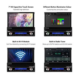 XTRONS Single Din Car Stereo Android 10 Car Radio DVD Player 7 Inch Touch Screen GPS Navigation 1 Din Qualcomm Bluetooth Head Unit Support Car Auto Play Android Auto Backup Camera DVR OBD2 TPMS