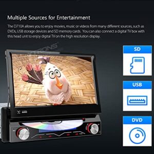 XTRONS Single Din Car Stereo Android 10 Car Radio DVD Player 7 Inch Touch Screen GPS Navigation 1 Din Qualcomm Bluetooth Head Unit Support Car Auto Play Android Auto Backup Camera DVR OBD2 TPMS