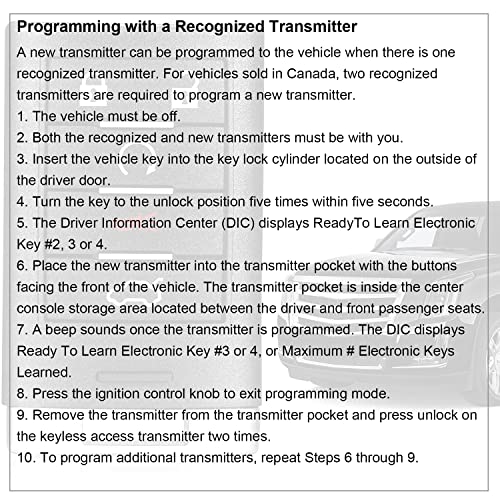 (FCC ID: M3N5WY7777A) 5 Buttons Compatible with Cadillac CTS 2008-2015/ STS 2008-2011Car Keyless Entry Remote Smart Key fob