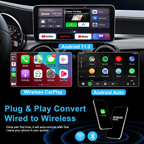 MEVENCO C2 5in1 Car Multimedia Adapter, Apply to Wireless CarPlay and Android Auto, Android 10/HD HDMI Output, Fit for OEM Wired CarPlay Cars Model After 2017, Plug & Play, Fast Speed Low Latency