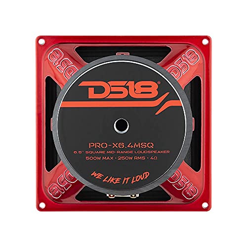 DS18 PRO-X6.4MSQ 6.5X6.5'' Square Midrange Loudspeaker 500 Watts 250W RMS 4 Ohms (1 Speaker)