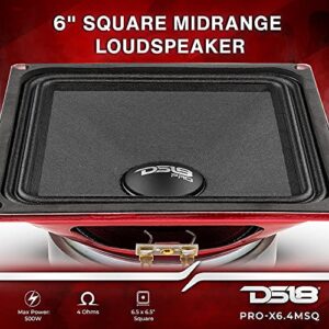 DS18 PRO-X6.4MSQ 6.5X6.5'' Square Midrange Loudspeaker 500 Watts 250W RMS 4 Ohms (1 Speaker)