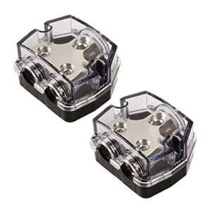 dhyanaom amp power distribution 2 way, 0 gauge in 0 gauge out power distribution block for car amplifier audio splitter 2pcs