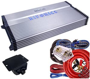 hifonics bxx6000.1d 6000 watt rms 1-channel monoblock d class amplifier brutus car audio with red 0 gauge installation kit bundle,silver