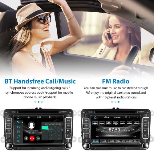 Double Din Car Stereo for VW Jetta Passat Tiguan CC Golf with Apple Carplay&Android Auto 7” HD Touchscreen Head Unit Support DVD GPS Bluetooth FM Car Radio with Backup Camera+ Steering Wheel Controls