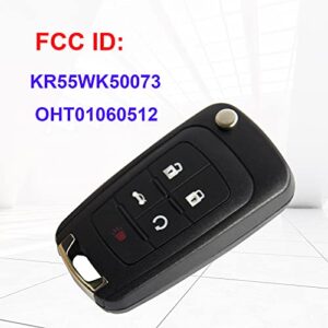 5 Buttons Flip Key Fob fits 2010-2017 Buick Allure Encore Lacrosse Regal Verano Chevy Camaro Cruze Equinox Impala Malibu Sonic GMC Terrain Keyless Entry Remote OHT01060512