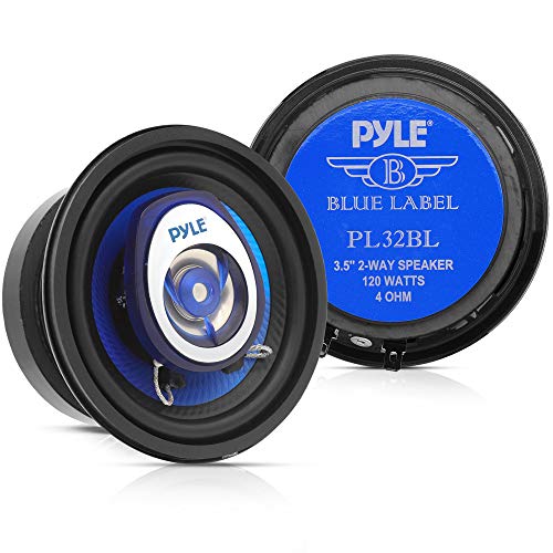 Pyle 2-Way Universal Car Stereo Speakers - 120W 3.5 Inch Coaxial Loud Pro Audio Car Speaker Universal OEM Quick Replacement Component Speaker Vehicle Door/Side Panel Mount Compatible PL32BL (Pair)