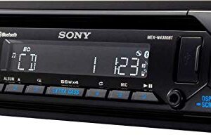 Sony MEX-N4300BT Built-in Dual Bluetooth Voice Command CD/MP3 AM/FM Radio Front USB AUX Pandora Spotify iHeartRadio iPod / iPhone Siri and Android Controls Car Stereo Receiver with ALPHASONIK EARBUDS