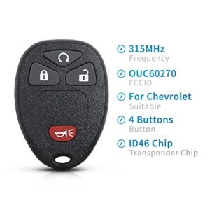 Key Fob Keyless Entry Remote Replacement for GMC Sierra/Chevy Silverado Traverse Equinox Avalanche/Pontiac Torrent/Saturn Outlook Vue/Hummer H2 (OUC60270, OUC60221)