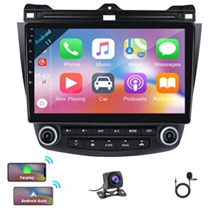 android 11 car stereo for honda accord 7th 2003 2004 2005 2006 2007 built-in wireless carplay android auto 10 inch touchscreen radio with backup camera gps wifi hifi bluetooth steering wheel control