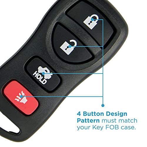 Keyless2Go Replacement for New Shell Case and 4 Button Pad for Remote Key Fob with FCC KBRASTU15 - Shell ONLY (2 Pack)