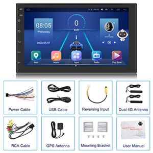 EAKT Android10 Car Stereo 4+64GB Intelligent Voice 7'' Car Radio with Carplay DSP Double Din Touch Screen GPS Navigation Split Screen Support 4G WiFi Bluetooth FM Steering Wheel Control DVR