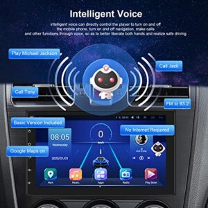 EAKT Android10 Car Stereo 4+64GB Intelligent Voice 7'' Car Radio with Carplay DSP Double Din Touch Screen GPS Navigation Split Screen Support 4G WiFi Bluetooth FM Steering Wheel Control DVR