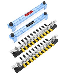 lenkrad 20 power/ground distribution block bus bar, marine bus bar, 150 amp battery terminal distribution block for automotive and rv solar wiring, ground bus bar kit, 2 packs