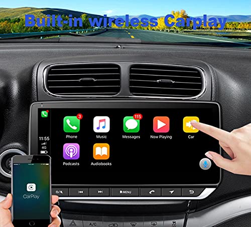 Topdisplay Android 10 Radio Replacement for Dodge Journey 2011-2020 Navigation 10.25inch Touch Screen 4+64G Wireless Carplay Android Auto 4G LTE WiFi Free Camera