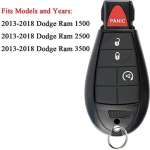 4 Button Replacement Car Key Fob Fobik GQ4-53T Keyless Entry Remote for 2013-2018 Dodge Ram 1500 2500 3500