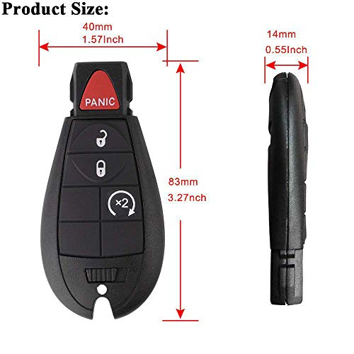 4 Button Replacement Car Key Fob Fobik GQ4-53T Keyless Entry Remote for 2013-2018 Dodge Ram 1500 2500 3500