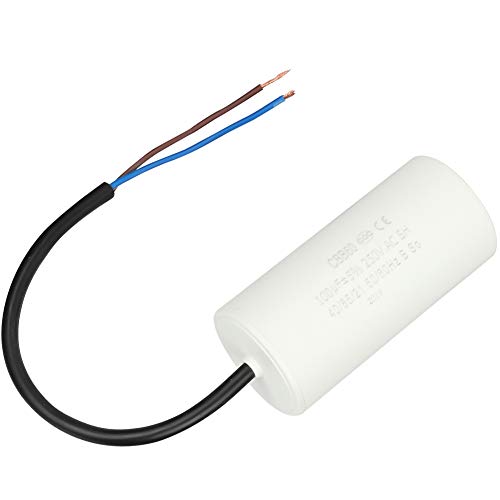 CBB60 Run Capacitor with Wire Lead 250V AC 100uF 50/60Hz Run Round Capacitors for Motor Air Compressor, Air Conditioners, Compressors and Motors - Heat Resisting, Low Leakage and Low Impedance