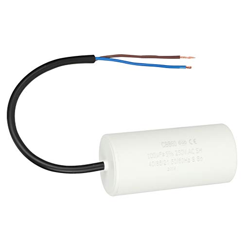 CBB60 Run Capacitor with Wire Lead 250V AC 100uF 50/60Hz Run Round Capacitors for Motor Air Compressor, Air Conditioners, Compressors and Motors - Heat Resisting, Low Leakage and Low Impedance