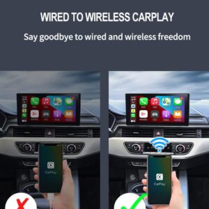 HAYALI Wireless CarPlay Adapter, 3.0 Car Play Wireless Adapter Compatible with Factory Wired CarPlay Cars, Wired to Wireless CarPlay Dongle for iOS 10-15, Plug and Play Syncing with iPhone 6 and Up