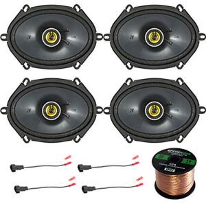 4x kicker 450w 6×8 cs series 2-way black car coaxial speakers, 4x enrock 16 gauge speaker harness adapter w/red bullet for select ford vehicles 1998-up, enrock audio 16-gauge 50 foot speaker wire