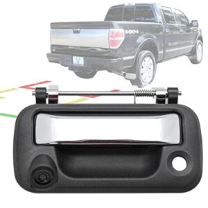 anina tailgate handle backup camera for 2004-2014 ford f150, 2008-2016 f250 f350 f450 f550, 2006-2008 lincoln mark lt car tailgate door rear view reverse parking camera ( black / chrome )