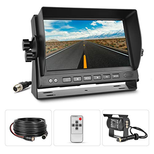 Backup Camera for Trucks with Monitor,7'' Reversing Monitor with Rear View Camera, 140 ° Wide Angle, 18 IR Night Vision,IP68 Waterproof for Trucks,RVs,Trailers,Bus,Vans,Large Vehicles.